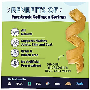 Pawstruck Natural Large Collagen Stick Springs for Dogs - Vet-Approved Long Lasting Alternative to Traditional Rawhide & Bully Sticks - High Protein Dental Treat w/Glucosamine & Chondroitin - 4 Pack