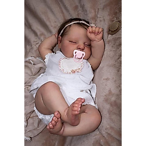 Angelbaby 20inch Reborn Realistic Baby Doll Girl Look Real Soft Asleep Newborn Baby Lifelike Handmade Bebe Doll Cute Doll Sets for Toddlers Toys