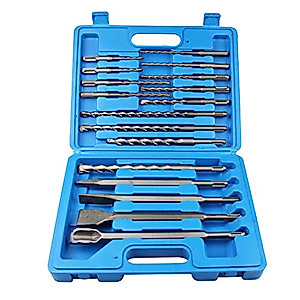 HFS(R)17PCS Rotary Hammer Drill Bits Set & Chisels- SDS PLUS Concrete Masonry Hole Tool 17pcs with Storage Case