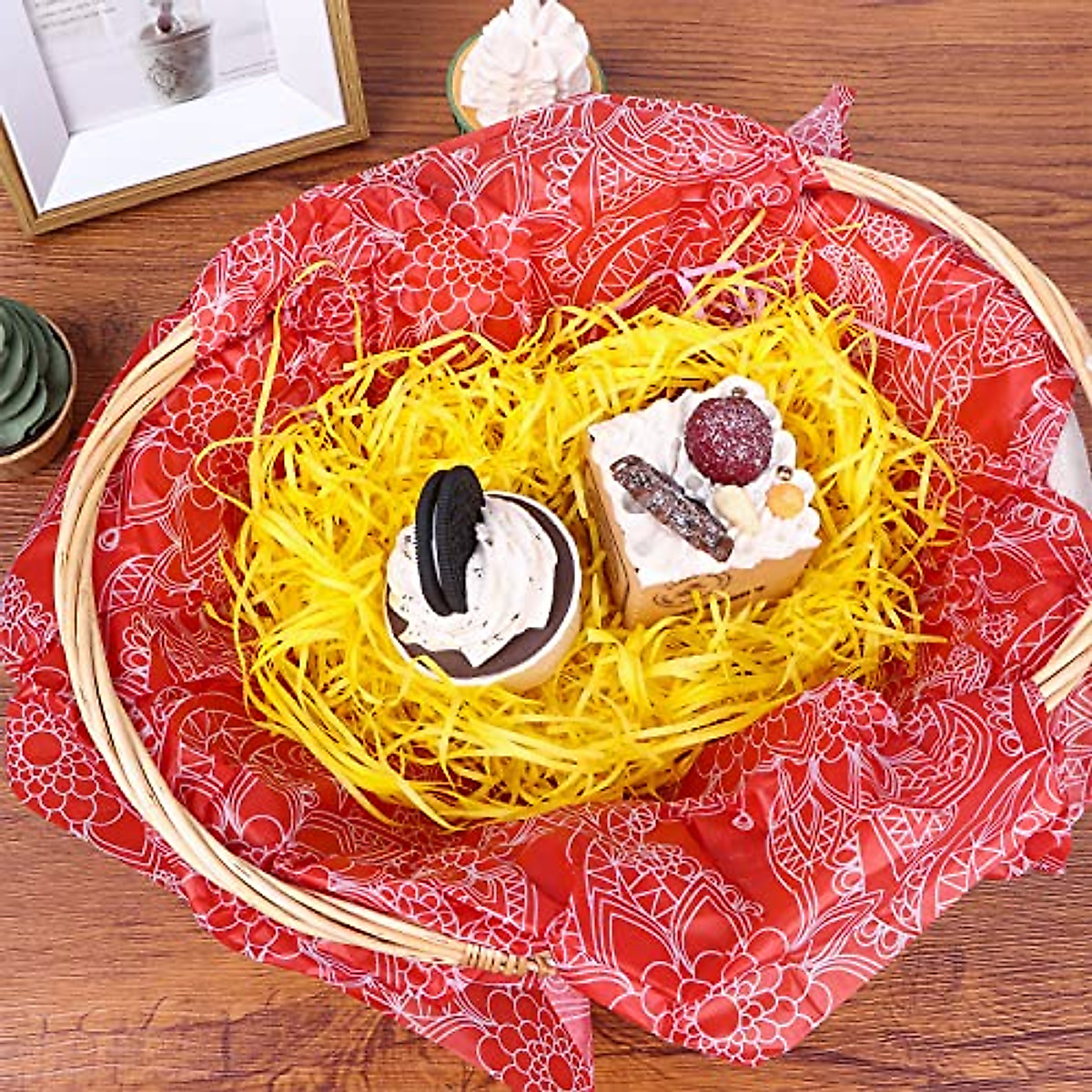 Kavoc 60 Sheets Paisley Blue Red Gift Tissue Paper,20" x 20" Brown Boho Wrapping Art Tissue Paper for Western Cowboy Theme Party Decoration (Red)