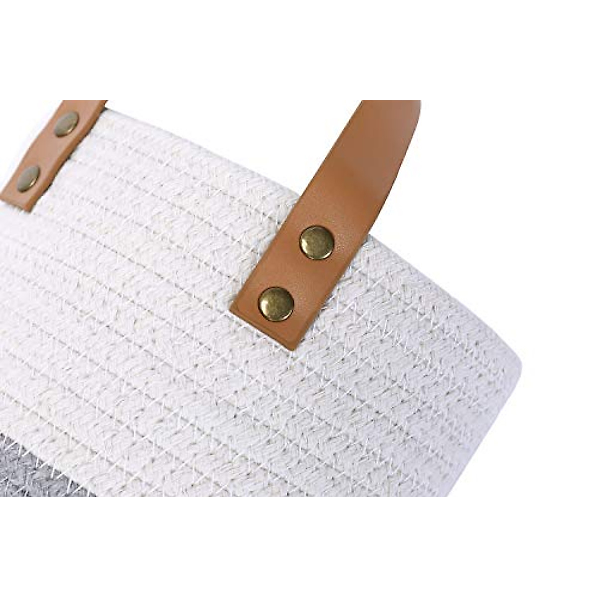 2pack Small Hanging Basket-Cotton Rope Wall Basket with Handle, Hanging Storage Basket, Shelf Baskets Storage Bin Closet Organizer 6"×6.3", Woven Plant Basket - (White & Grey)