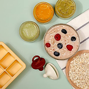 haakaa Baby Food Storage Containers with Silicone Lid, Baby Food Storage Jar Set, Freezer and Microwave Safe, 4PCS 4.2oz & 2PCS 7.2oz