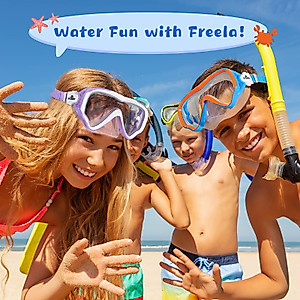 Freela Goggles Swim Goggles Swimming Goggles for Kids 6-14 4-7 8-12 Kids Swim Goggles with Nose Cover Snorkel Mask Snorkeling Gear Diving Dive Mask Youth Girls Boys Junior Water Pool Beach Open Water