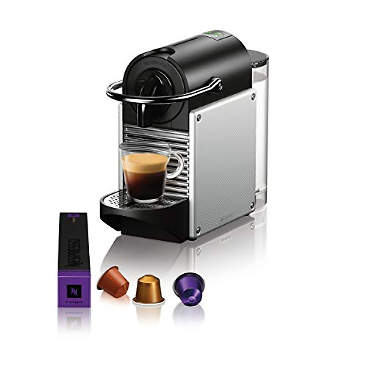 Nespresso Pixie Coffee and Espresso Machine by De'Longhi with Milk Frother, Aluminum, 34 ounces