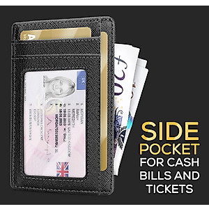 Slim Wallet for Men, RFID Blocking Minimalist Credit Card Holder – Thin Men's Wallets for Back & Front Pocket with Gift Box (Black Saffiano)