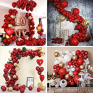 PartyWoo Red and Gold Balloons 50 pcs and Crepe Paper Streamers 6 Rolls
