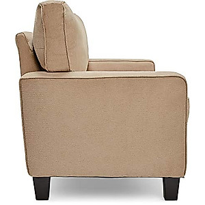 Serta Palisades Upholstered Sofas for Living Room Modern Design Couch, Straight Arms, Soft Fabric Upholstery, Tool-Free Assembly, 61" Loveseat, Sand Beige