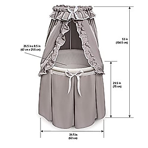 Empress Round Baby Bassinet with Bedding, Pad, and Storage