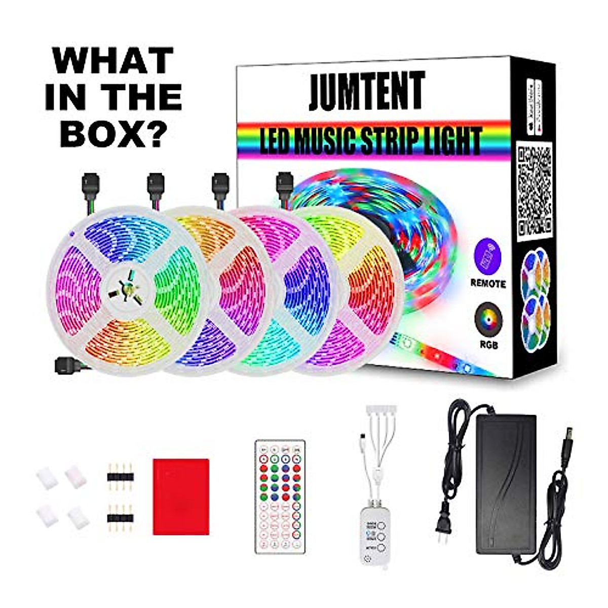 LED Strip Lights, 65.6FT Strips Light 5050 RGB Music Sync String Lights Bedroom strip light Color Changing Rope Lights APP Control +44 Keys Remote for Bedroom Sitting Room Kitchen Home Party 4Roll 20M