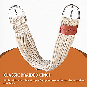 Harrison Howard 24 Strand Roper Western Cinch Handwoven Double-Weave Roper Cinch Rugged Stainless Steel Hardware for Horse 32 inches