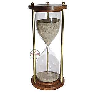 Rosewood Brass Hourglass with Qoute with god All Things are Possible 7 inches 30 Minute Sand Timer | Sand Clock | Timer with Sparkling Natural Sand for Home & Kitchen Office Table Desk