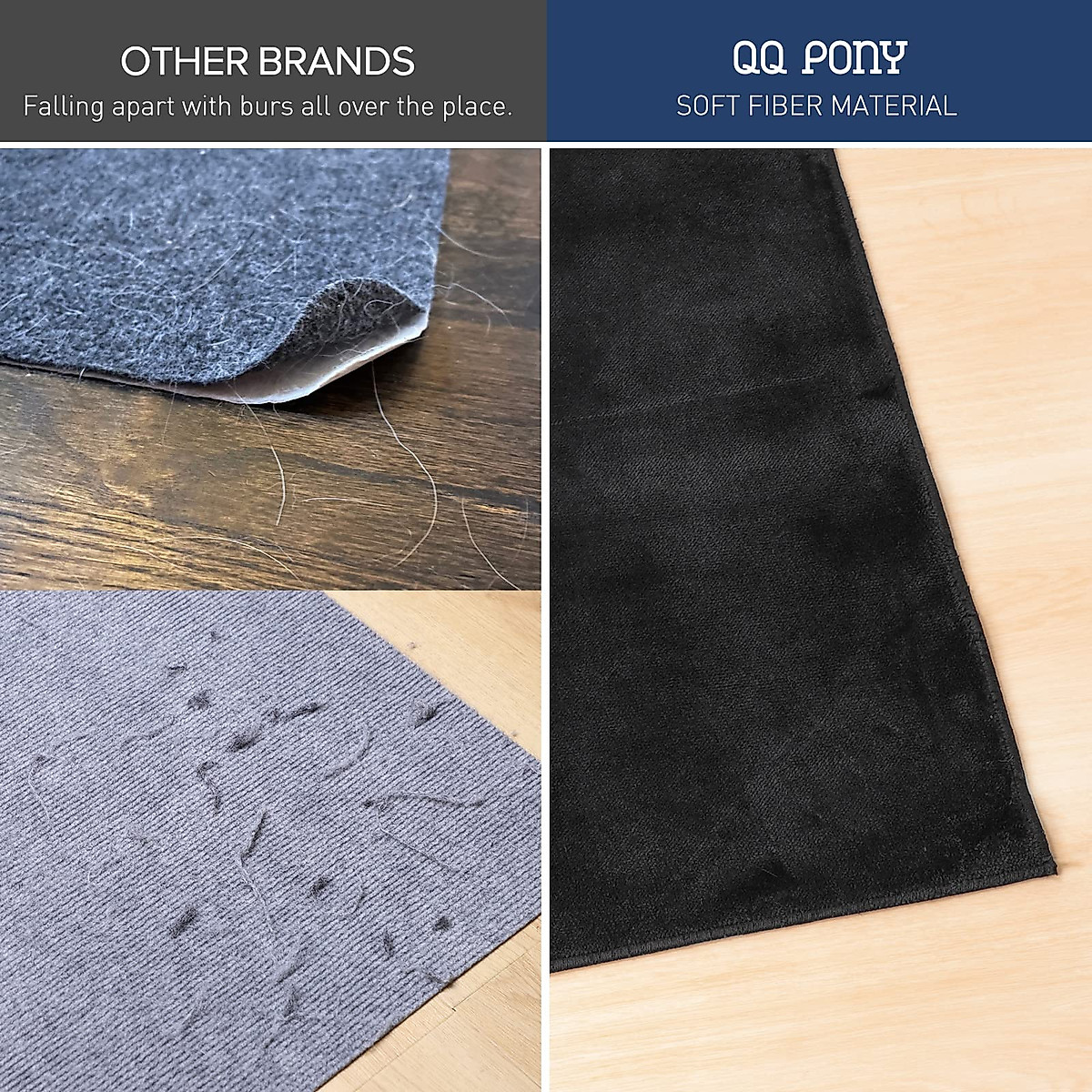 QQpony Large Chair Mat for Hard Floor, 63"x51" Office Chair Mat for Hardwood Floor, Flannel Fabric Desk Rug for Hard Surface, Protector Floor Chair Mat for Home Office (Black)