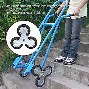 Stair Climbing Wheel, 6 Inch 300LBS Load Capacity, Heavy Duty Triangular Wheel for Stairs, Non Slip Solid Rubber Replacement Wheel, Galvanized Iron Hub, for Shopping Carts