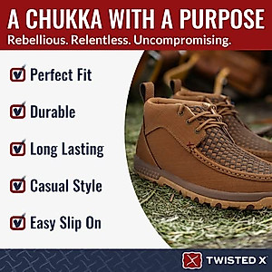 Twisted X Men's Chukka Driving Moc, Moc Toe with CellStretch, Clay & Cocoa, 10.5 M
