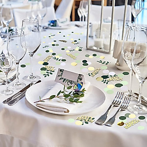 Sage Green Happy Birthday Confetti, Birthday Table Decorations Scatter Confetti Birthday Cake Confetti, Green Gold Foil Confetti Decorations for Birthday Party, Baby Shower DIY Arts Crafting 230 Pcs