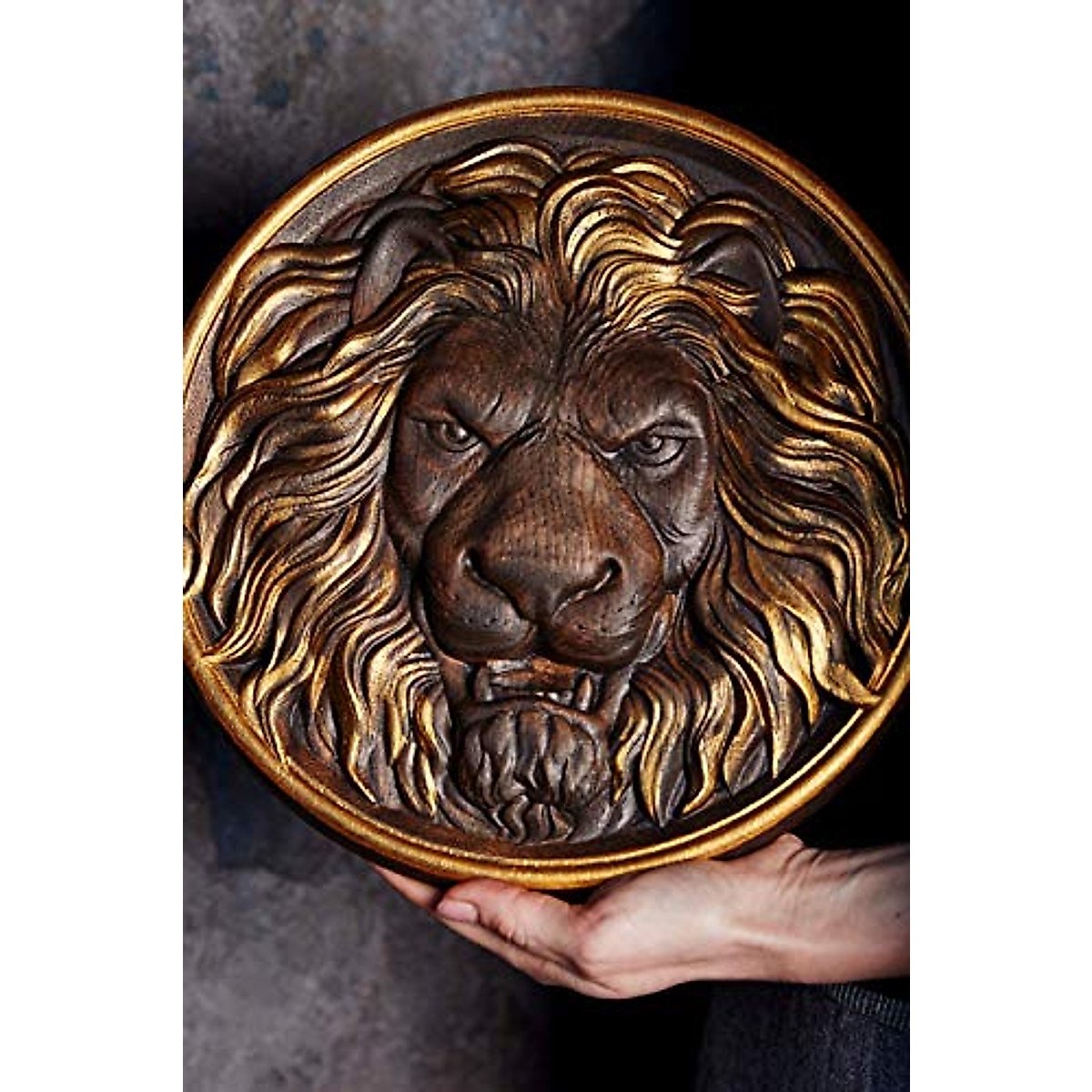 Lion Head Leo Carved Wood furniture appliques Furniture Onlay Wood rosette wood carvings Wall Hanging art