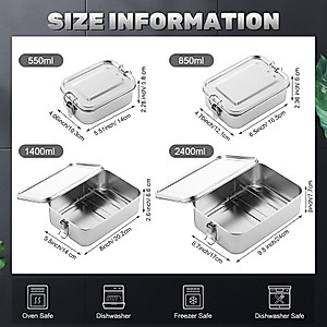 Umigy 4 Pcs Stainless Steel Bento Box Metal Lunch Box Food Storage Containers Metal Lunch Container, Lockable Clips to Leak Proof, Reusable Dishwasher Safe Lunch Snack Boxes for Work, Picnic (4 Sizes)