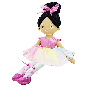June Garden 16" Ballerina Princess Stella - Stuffed Plush Soft Doll - Pink Outfit - Gift for Toddlers and Little Girls