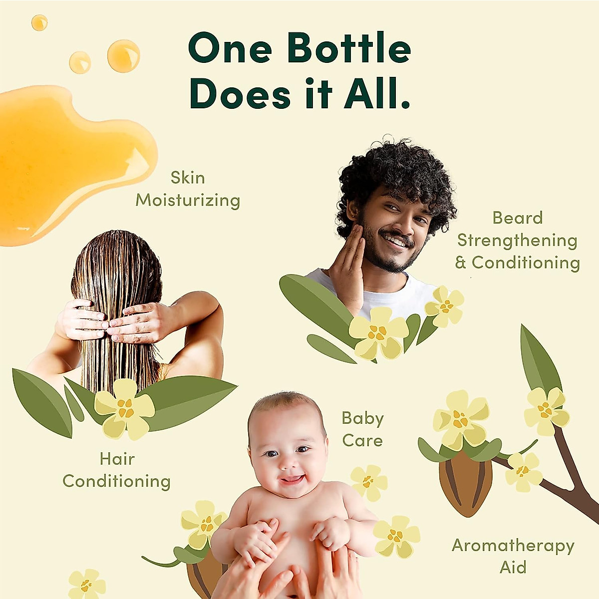 HobaCare Jojoba Oil - 100% Pure, Unrefined Jojoba Oil for Skin & Nails - Moisturizing Body Oil & Face Moisturizer for Dry Skin - Natural Jojoba Oil for Hair & Beard Care (32 fl oz)