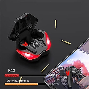 NA# Wireless Bluetooth Digital Display Game Headset - Low Delay in Ear Light Effect Music/Game Mode with Charging Case - Light-Weight Earbuds for Running Outdoor Office Driving Travel Sports