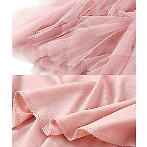 Femiserah Women's Long Rainbow A Line Tulle Tutu Skirts Tiered Skirt Petticoat（One Size, Tulle Pink
