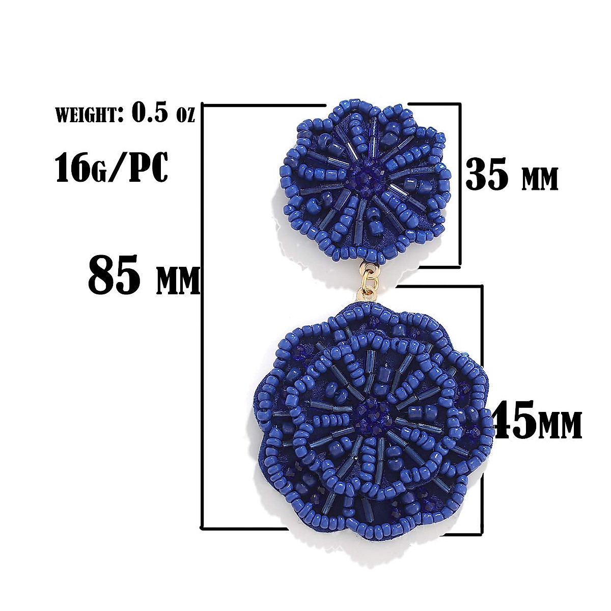 HSWE Statement Beaded Drop Earrings for Women Layered Bead Dangle Earrings (Blue)