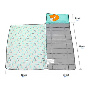 Nap Mat for Toddlers - Nap Mats for Preschool Kindergarten - Fox Gifts for Toddlers - Portable Toddler Sleeping Bag w Pillow - Toddler Blankets for Boys - Toddler Blankets for Girls - Gifts for Girls