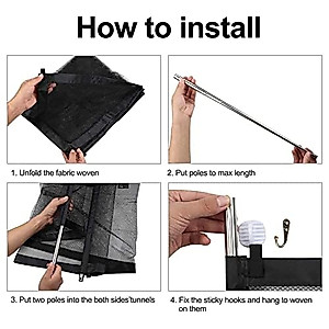 Portable Mesh Baby Gate,Black Mesh Magic Pet Dog Gate for Stairs/Doorways/Hallways Easy-Install Child's Safety Gates Folding for Indoor and Outdoor Safety Gate Install Anywhere for Dogs 43.3"x30.9"