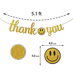 Thank You Banner Gold Glitter, Bachelorette Wedding Bridal Shower Party Decorations, Thanksgiving Day Decorations