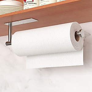 Paper Towel Holder - Self-Adhesive or Drilling, Brushed Nickel Wall Mounted Paper Towel Rack for Kitchen, SUS304 Stainless Steel Kitchen Roll Holder Under Cabinet