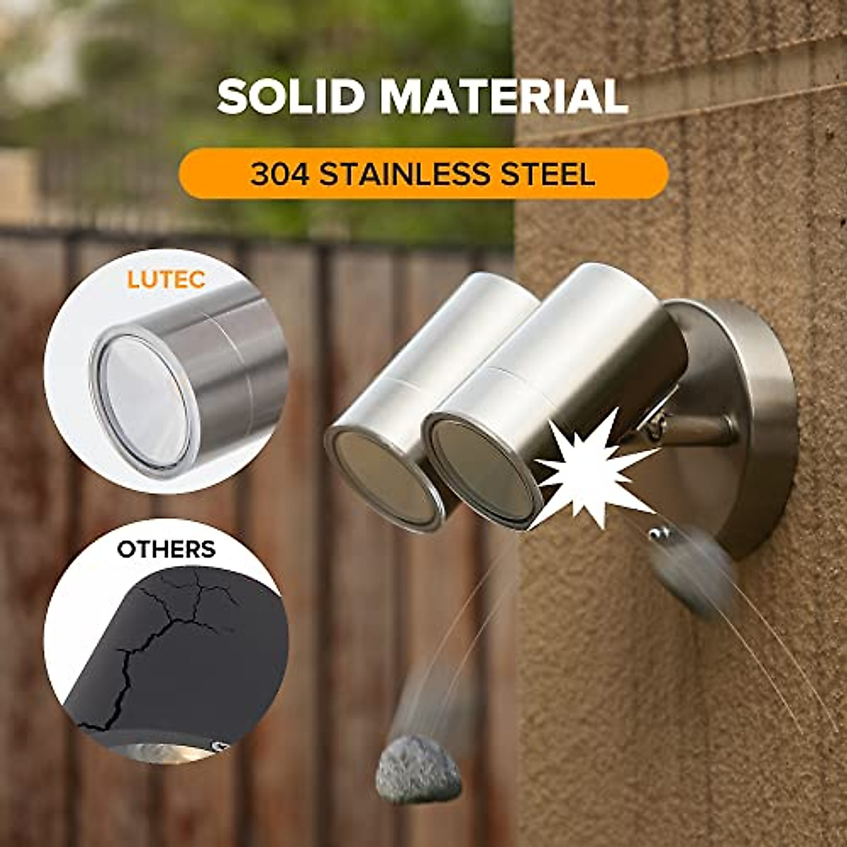 LUTEC 900 Lumen 11W LED Wall Light Outdoor, 3000K Waterproof Stainless Steel Modern Flood Light, Adjustable Dual-Head Exterior Light Fixture Wall Sconce for Porch Patio Garage Garden