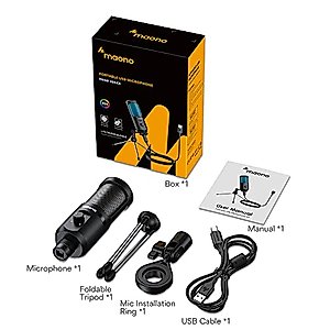 MAONO USB Gaming Microphone for PC, Computer Condenser Mic with Gain Knob, RGB Light, Tripod Stand for Recording, Podcasting, Streaming, Compatible with PS5 PS4 Mac Laptop Desktop (PM461TR RGB)