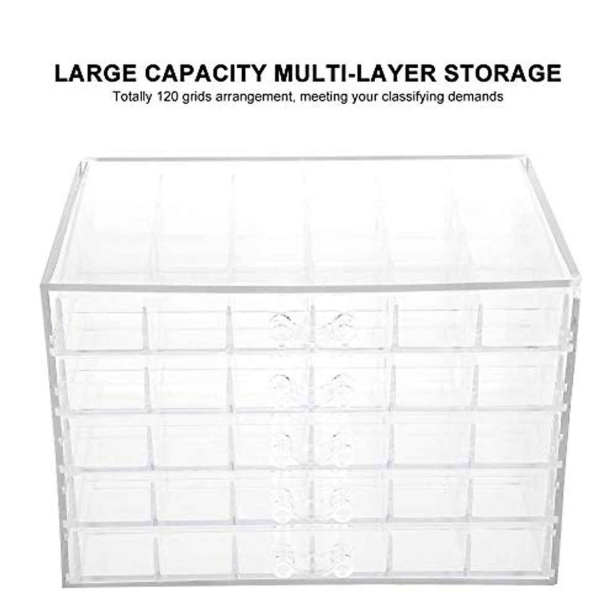 Nail Tip Storage,Nail Decoration Storage Box,120 Grids Sequence Organize Box Transparent Empty Nail Tips Organizer Holder Container Nail Display Jewelry Case