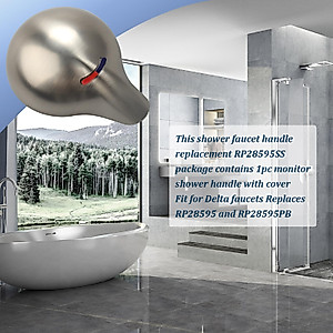 LEDBarz RP28595SS Shower Knob Replacement with Cover for Delta Shower Faucet Handle,Shower Temperature Knob,Stainless Steel Color