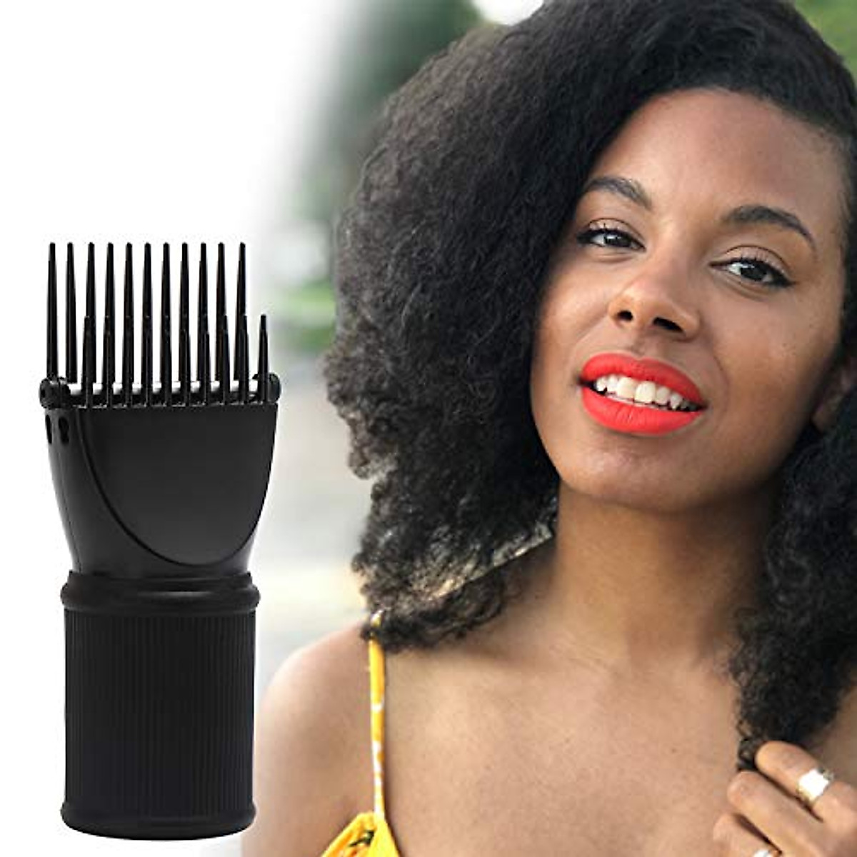 Segbeauty Blow Dryer Comb Attachment, Black Brush Attachments for Hair Dryer Concentrator Nozzle 1.57-1.97", Pro Hairdressing Styling Salon Tool for Straightening Detangling Fine Curly Natural Hair