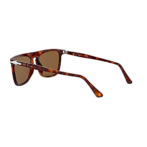 Persol PO3225S Rectangular Sunglasses, Havana/Brown Polarized, 56 mm