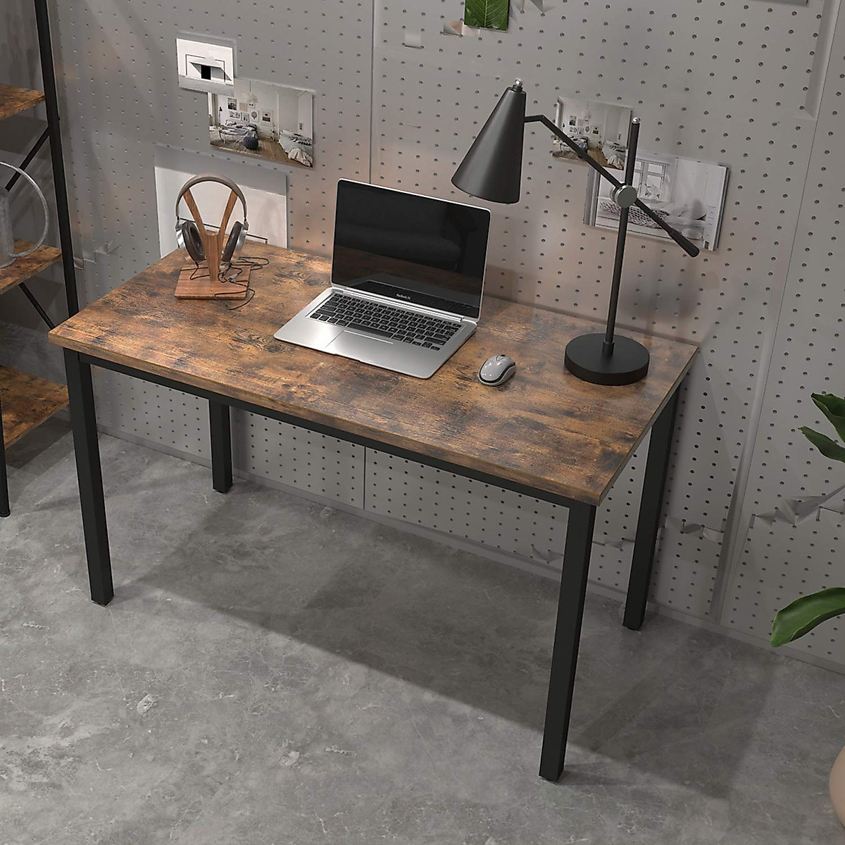 IRONCK Computer Desk, 47" Office Desk with 0.7" Thicker Tabletop, 1.6" Sturdy Metal Frame, Simple Study Table, Industrial Style Writing Study Table for Home Office