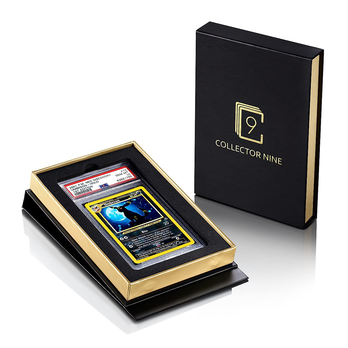Collector Nine PSA/CGC Display Gift Case Magnetic Flip | Graded Card Storage Box Holder (Gold, PSA/CGC Single)