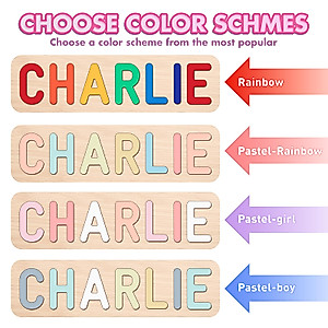 Baosity Name Puzzle for Kids Personalized, Custom Baby Easter Gifts, Easter Basket Stuffers, 1st birthday gifts, Wooden Puzzles for Toddlers, Early Learning Toys for Baby Boy or Baby Girl