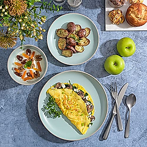 Gibson Home Rockaway Dinnerware, Teal Matte, Service for 4 (12pcs)