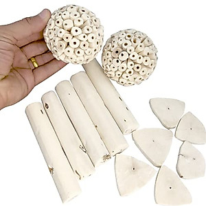Mandarin Bird Toys 5156 Chunky Sola Platter by M&M - Natural Air Dried Sola Plant Toys, Balls, Sticks, Sola Oyster Slicers, Wonderful Chewing for Beaks, Excellent for Medium Size Pets Lightweight