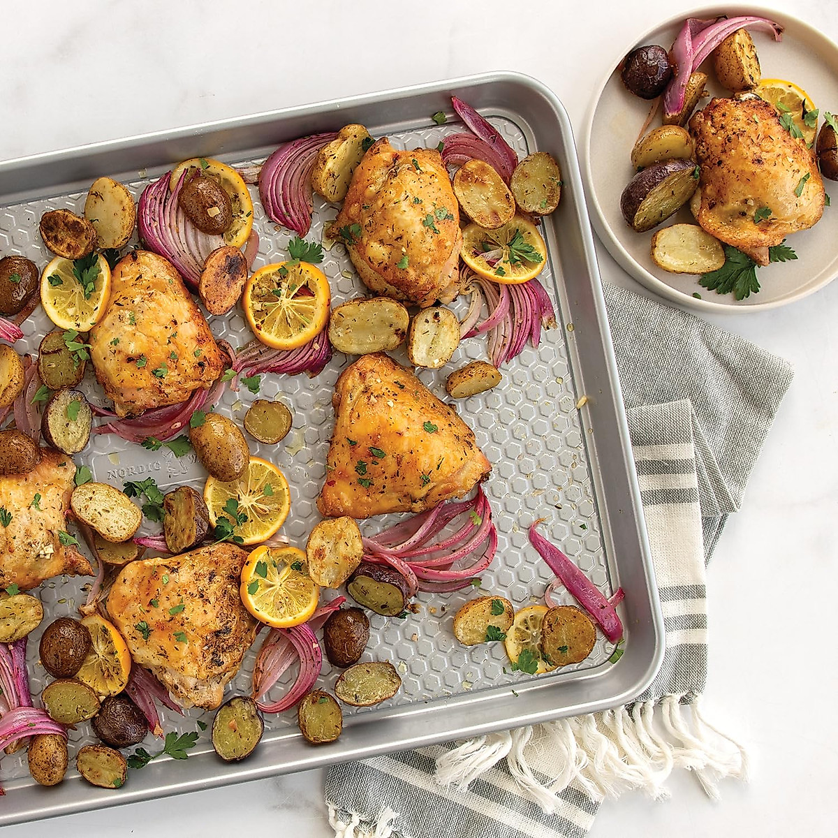 Nordic Ware Honeycomb Embossed Nonstick Baking and Cooling Set, Silver, 3-Piece