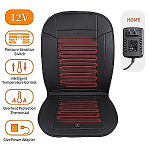 OLYDON Heated Seat Cushion with Pressure-Sensitive Switch and Overheat Protection Thermostat, with Power Adapter, Heating Pad for Office Chair, Home Etc.