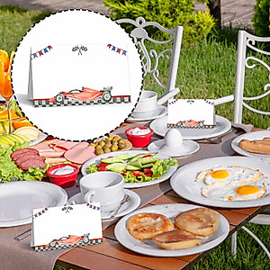 Race Car Place Cards, Racing Car Table Place Card For Birthday Baby Shower Dinner Wedding, Tent Name Place Cards For Table Setting, 25 Pack(04)