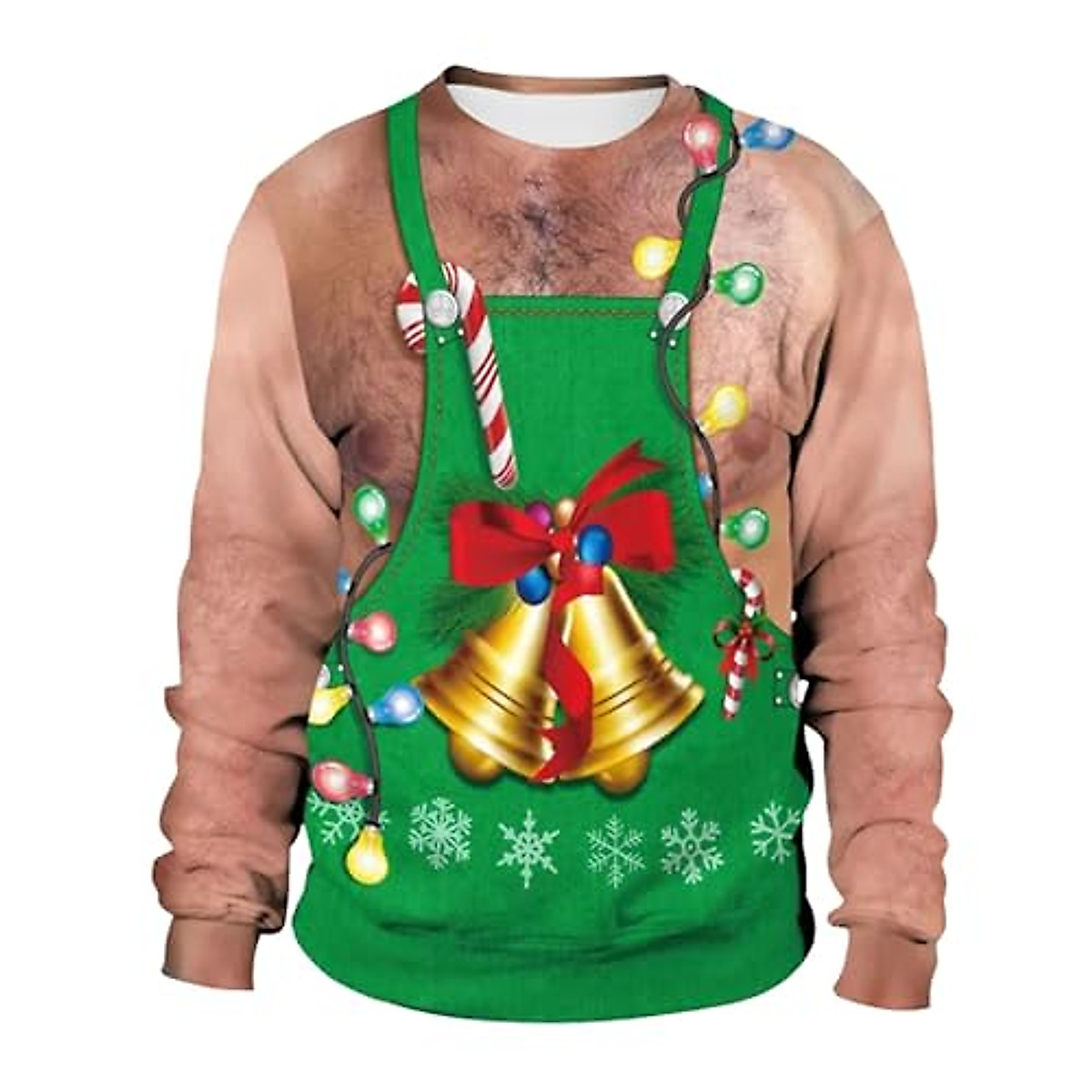 Mens Ugly Christmas Sweatshirt Funny Design Long Sleeve 2023 Winter Pullover With Partial Print Hoodless Sweater Tops Mens Christmas Graphic Sweatshirts Xmas Santa Snowman