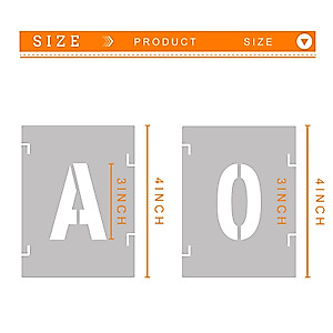 42Pcs Letter Stencils 3 inch, Letters and Numbers Interlocking Stencil Kit, Symbol Numbers Craft Stencils Art Craft Stencils for Painting on Wood, Wall, Fabric, Rock, Canvas, Chalkboard, Signage