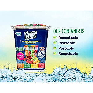 Klass Aguas Frescas, Variety Pack, Sugar Free Drink Mix, Fruit Variety Packets, On-The-Go! Powdered Drink Mix (44 Count Powder Stick Packs) 5 Calories Per Packet- Shake it up! The new way to drink Aguas Frescas.