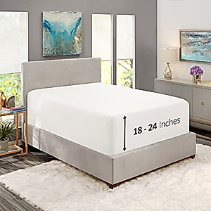 Nestl White California King Fitted Sheet, Extra Deep Pocket Cal King Fitted Sheet Only, 1800 Microfiber Fitted Bed Sheet, Ultra Soft Fitted Sheet California King Fits up to 24 Inch Mattress