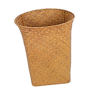Cabilock Blanket Round Woven Waste Paper Bin:Paper Wastebasket Garbage Container Bin Rubbish Basket Natural Wastebasket Garbage Bin for Bathroom Essentials Storage Cubes Storage Cubes