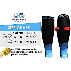 Compression Calf Sleeves Men & Women - Shin Splint Compression Sleeve 20-30mmhg, Best Footless Compression Socks for Calf Pain, Running, Nurses, Pregnancy, Post-Surgery Relief (1 Pair BLK-BLU L/XL)